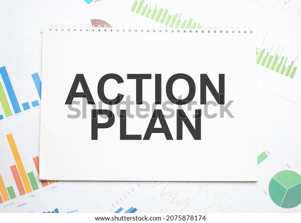 Стоковая фотография 2075878174: Action Plan Text Label Planning Notepad ...