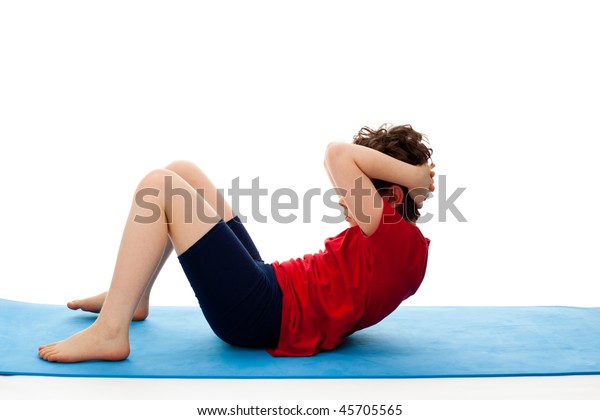 Active Boy Exercising Isolated On White Stock Photo 45705565 | Shutterstock