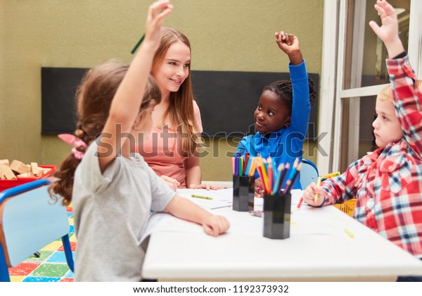 Active Children Learn Creative Drawing Class Stock Photo 1192373932 ...