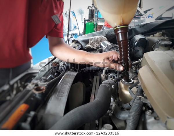 Adding Lubricant Engine Stock Photo 1243233316 | Shutterstock