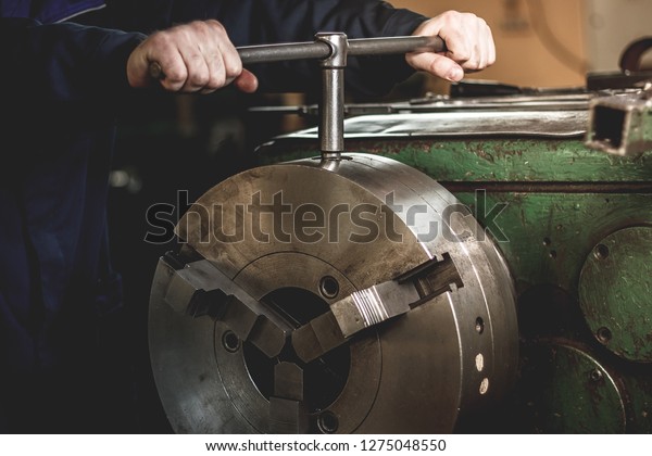 Adjusting Lathe Chuck Engineer Working On Stock Photo 1275048550 ...