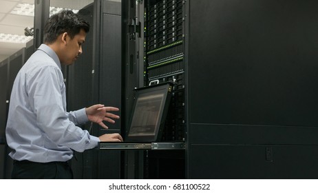 Administrator Working Analysis System Data Center Stock Photo 681100558 ...