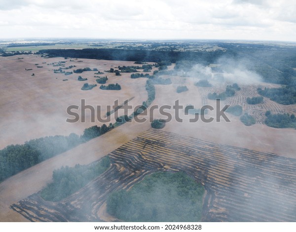 Aerial View Burning Field Smoke Farm Stock Photo 2024968328 | Shutterstock