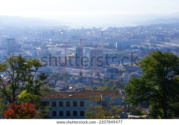 Aerial View City Skyscrapers Lake Swiss Stock Photo 2207849477 ... Aerial View City Skyscrapers Lake Swiss Stock Photo 2207849477 ...