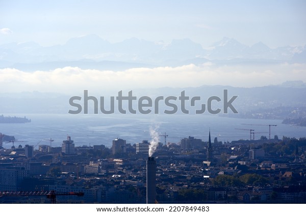Aerial View City Skyscrapers Lake Swiss Stock Photo 2207849483 ... Aerial View City Skyscrapers Lake Swiss Stock Photo 2207849483 ...