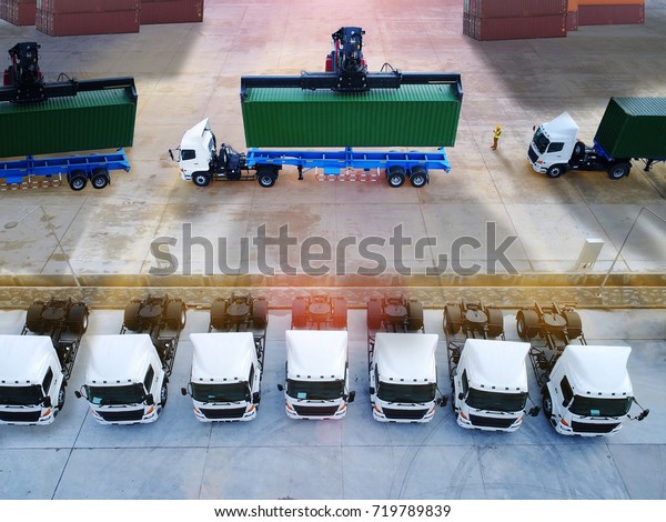 Aerial View Loading Forklift Stacker Handling Stock Photo 719789839 ...