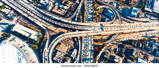 Aerial View Massive Highway Intersection Los Stock Photo 1496218037 ...