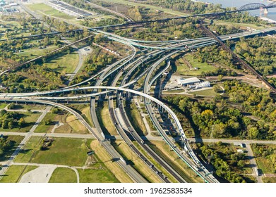Aerial View Multiple Highways Intersecting Stock Photo 1962583534 ...