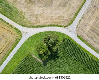 Aerial View Path Through Fields Stock Photo 691306822 | Shutterstock