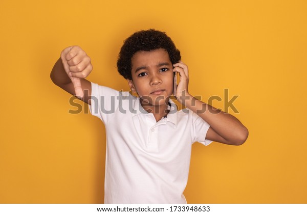 Afro Boy Finger Down Negative Sign Stock Photo 1733948633 | Shutterstock