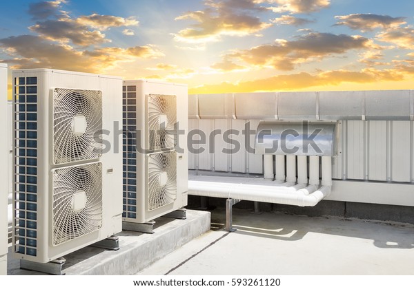 Air Compressor Air Condenser Unit Located Stock Photo 593261120 ...