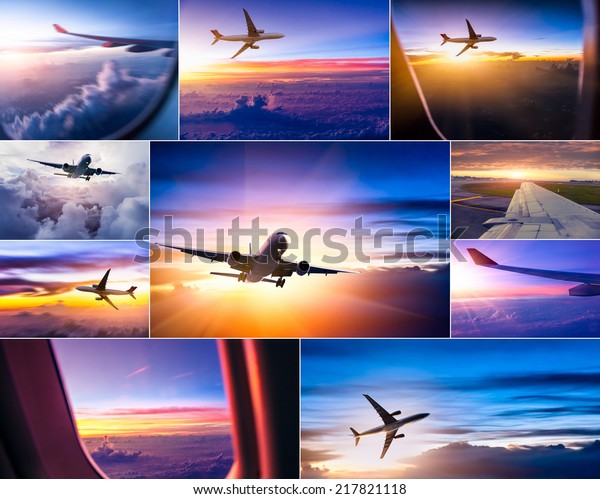 Airplane Theme Collage Stock Photo 217821118 | Shutterstock