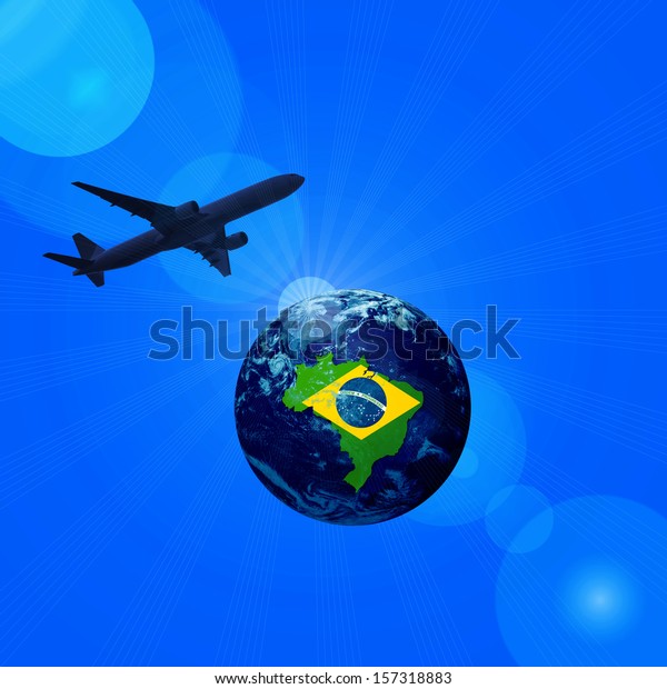 Airplane Worldmap Brazil Elements This Image Stock Photo 157318883 ...