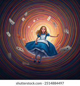 Illustration Alices Adventures Wonderland Falling Into AI-generated ...