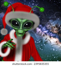 Alien Santa Pointing Viewer AI-generated image 2395835621 | Shutterstock