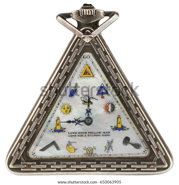 American Silver Triangular Masonic Pocket Watch Stock Photo 650063905 ...