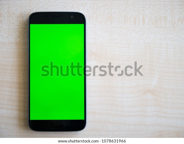 Android Smartphone Green Screen Vertically Oriented Stock Photo ...