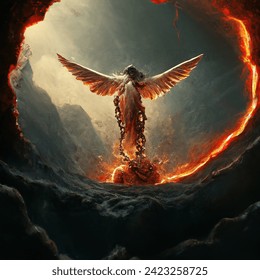 Angel Chaining Devil Throwing Him Into AI-generated image 2423258729 ...