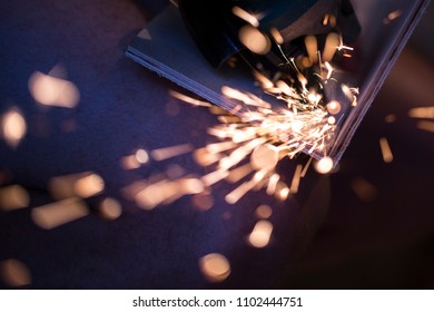 Sheet Metal Cutting Grinder Bright Flash Stock Photo (Edit Now) 1309457191