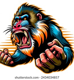 Angry Aggresive Mandrill Monkey Full Body AI-generated image 2434041453 ...