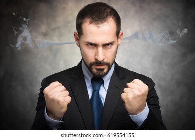 Angry Frustrated Businessman Exploding Head Stock Photo 619554155 ...