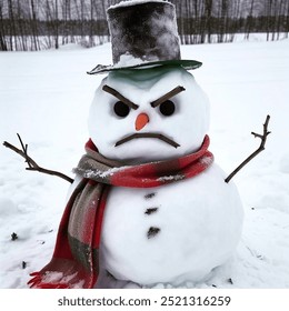 Photo Snowman Sad Face AI-generated image 2544796805 | Shutterstock