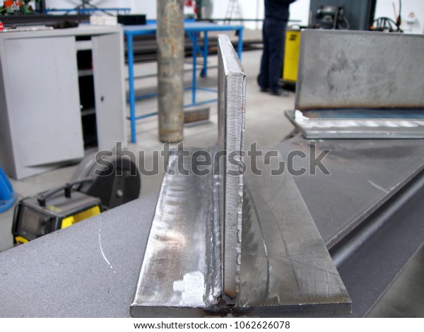 Angular Weld Two Metal Plates Steel Stock Photo (Edit Now) 1062626078