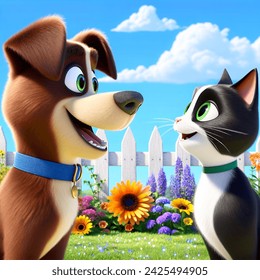 Two Animal Avatars Talking Eachother Front AI-generated image ...