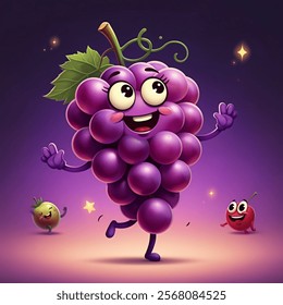 Happy Animated Grape Orange Cap Field AI-generated image 2568086475 ...