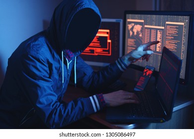 Anonymous Hacker No Face Typing Code Stock Photo 1305086497 | Shutterstock
