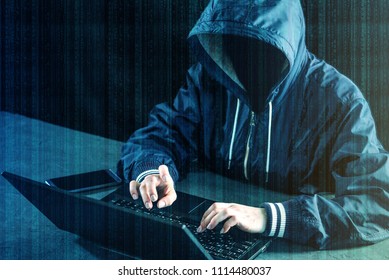 Anonymous Hacker Programmer Uses Laptop Hack Stock Photo (Edit Now ...