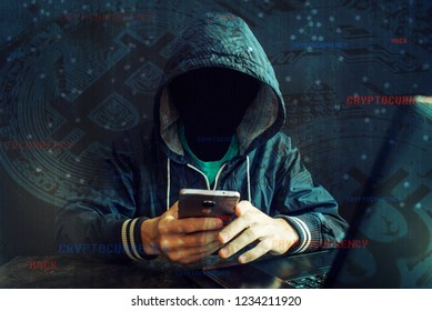 Anonymous Hacker Without Face Trying Steal Stock Photo 1234211920 ...