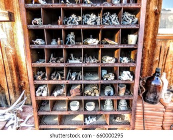 Antique Shelves Rusty Objects Background Wallpaper Stock Photo ...