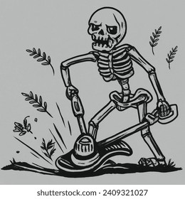 Anxious Skeleton Using Weed Whacker Clip AI-generated image 2409319153 ...