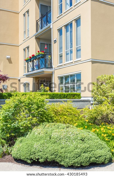 Apartment Building Designed Front Yard Lawn Stock Photo (Edit Now ...