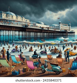 Brighton Beach Christmas Cartoon Background AI-generated image ...