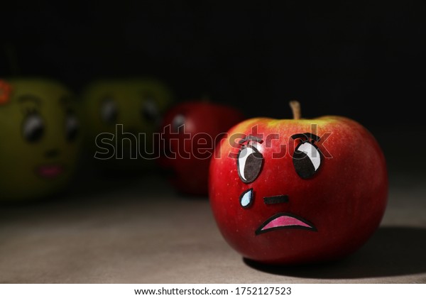 Apple Crying Face On Grey Table Stock Photo 1752127523 | Shutterstock