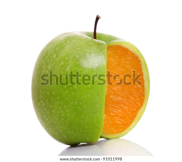 Apple Inside Orange Texture On White Stock Photo (Edit Now) 91011998
