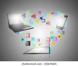 Application Connecting Between Pc Phone Tablet Stock Photo 150676025 ...