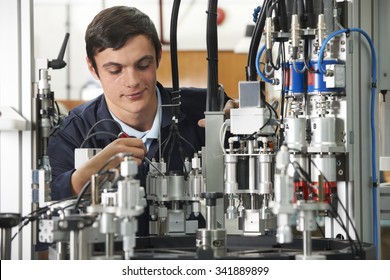Apprentice Engineer Working On Machinery Factory Stock Photo 341889899 ...