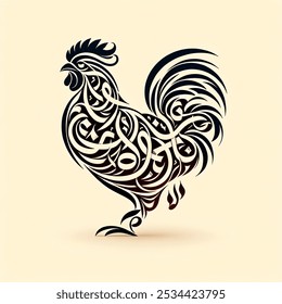 Silhouette Full Body Rooster Facing Left AI-generated image 2550392495 ...