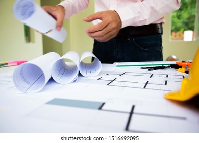 Architect Planing Construction Site Blueprintconcept Stock Photo ...