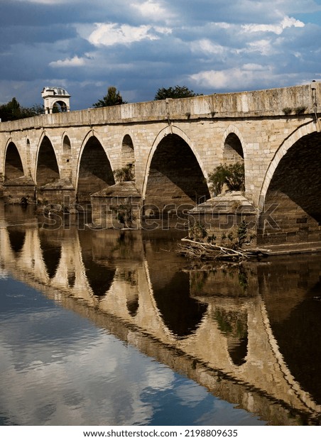 Architect Work Meric Bridge Bridge Reflection Stock Photo 2198809635 ...