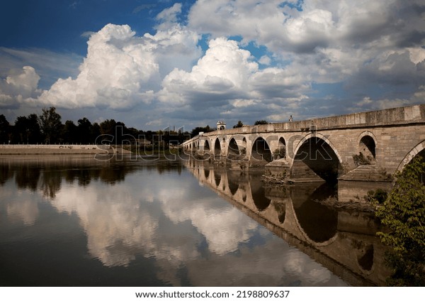 Architect Work Meric Bridge Bridge Reflection Stock Photo 2198809637 ...