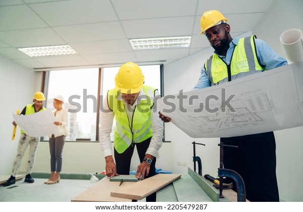 Architector Engineers Draft Plan Building Laptop Stock Photo 2205479287 ...