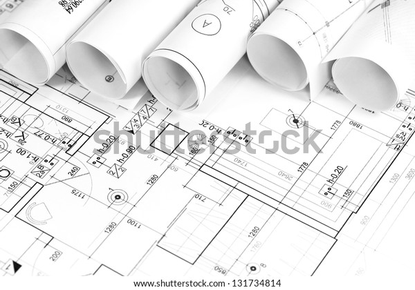 Architectural Construction Documents Plans Stock Photo 131734814 ...