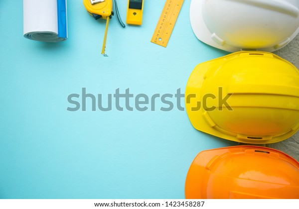 Architectural Engineer Office Desk Background Construction Stock Photo ...