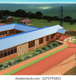 Architectural Rendering One Level School Boarding AI-generated image ...