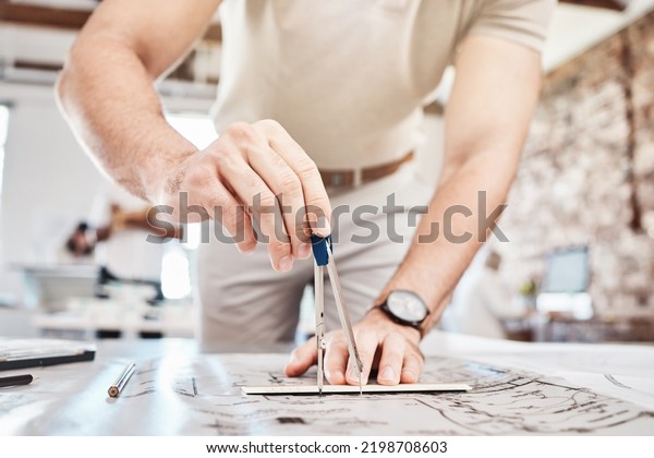Architecture Drawing Blueprint Compass Layout Sketch Stock Photo ...