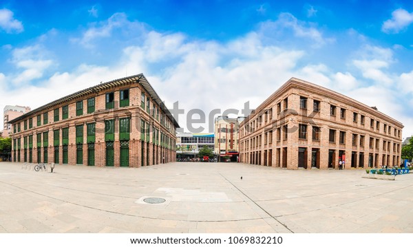 Architecture Park Lights Cisneros Square Building Stock Photo ...